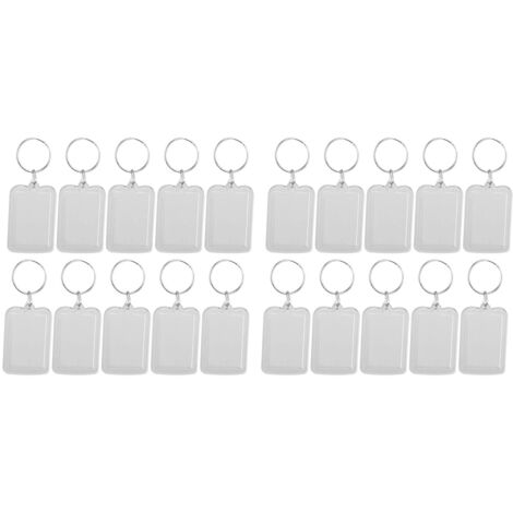 20Pcs DIY Blank Photo Frame Rectangle Key Ring Blanks 3.3X5cm