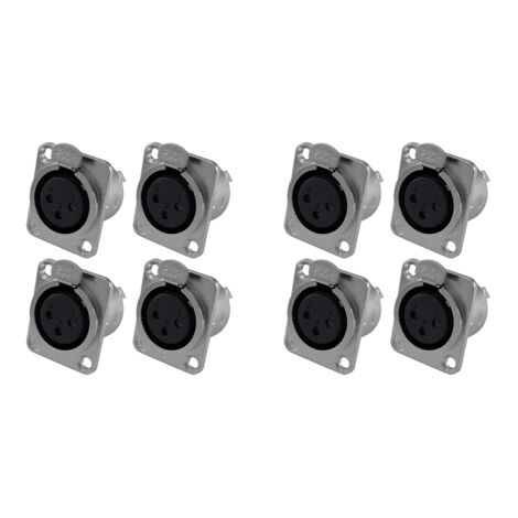 XLR Jack 3 Pin - Panel Mount Jacks D Series Size XLR-F 8 PACK