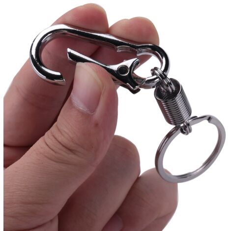 5X Heavy Duty Spring Loaded Carabiner Keyring Business Size, Silver