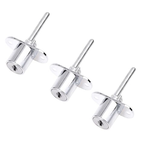 3X Cylinder Diameter 19mm Silver Metal Drawer Lock Piston with 2 Keys