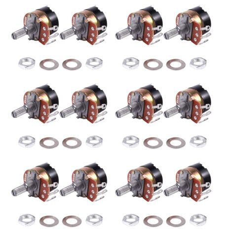 12Pcs 500K Ohm Single Linear Potentiometers with On/Off Switch