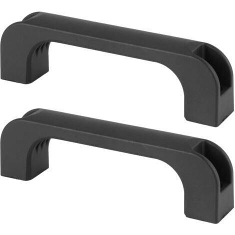 2X Black Plastic Rectangular Cabinet Door Pull Handle 5.2 inch