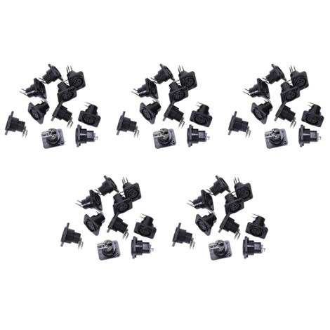 50Pcs Black XLR 3 Pin Chassis PCB Socket Connector To Panel Mount