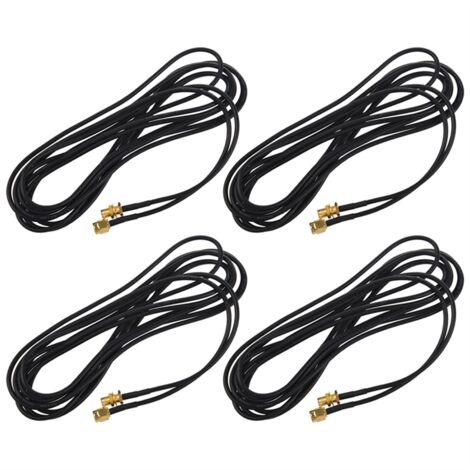 4X RP-SMA Antenna Extension Cable for WiFi Router Black