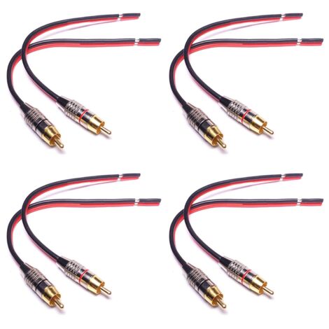 4X Speaker Cables to Plug Adapter, 2 Channel (1 Foot)