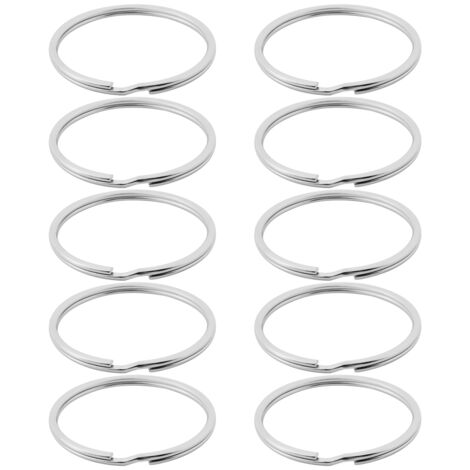 10X Quality 50mm Large Heavy Duty Nickel Spring Key Ring Split Ring Set