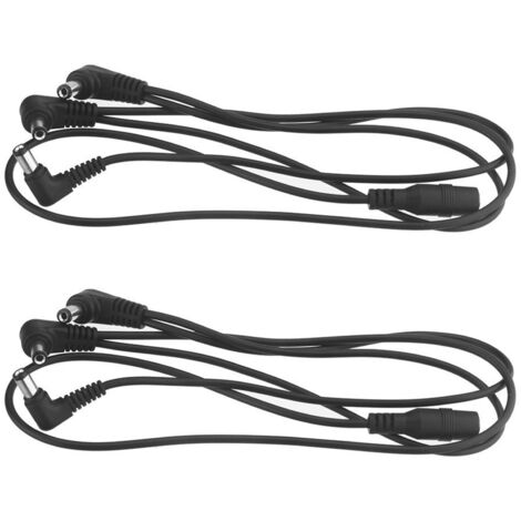 2X 3-Way Copper Power Cable Black