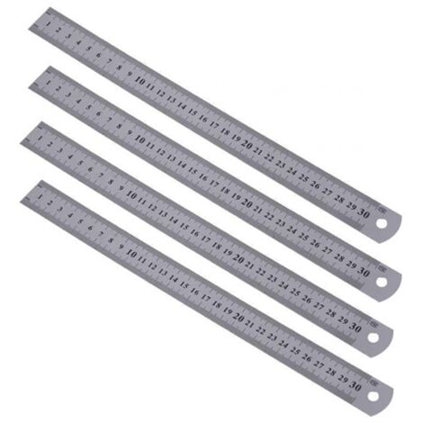 4X Stainless Steel Measuring Ruler Metric Function 30cm 12Inch