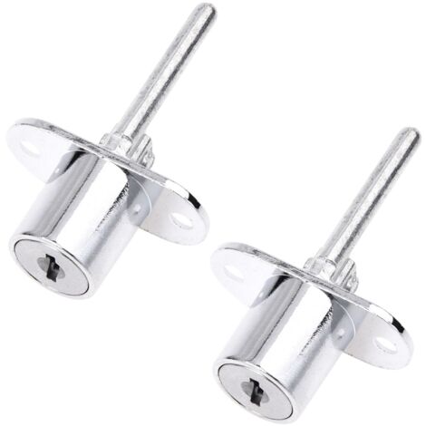 2X Cylinder Diameter 19mm Silver Metal Drawer Lock Piston with 2 Keys