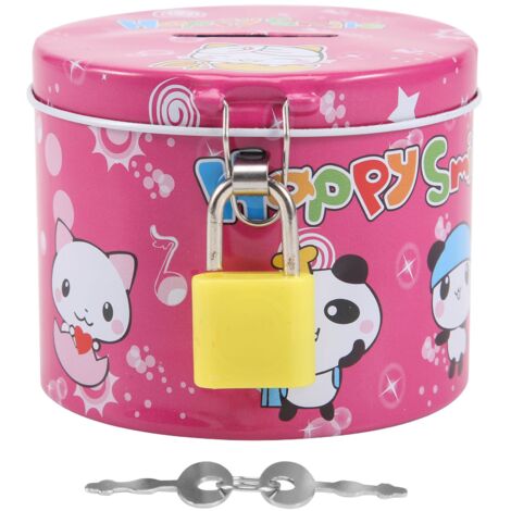 Cylinder Cartoon Print Piggy Bank Coin Money Saving Box with