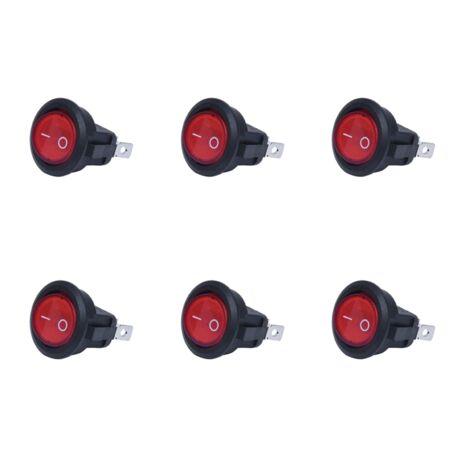6X Double Pole Rocker Switch ON OFF Red 3 Pin 220V