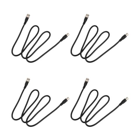 4X BNC Male Plug to CCTV Coaxial Line Extension Cable 3.3ft Long Black