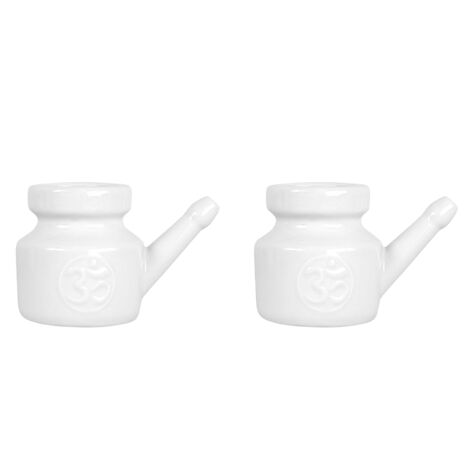 2X 350Ml Ceramic Neti Pot Nose Cleaner with Leakproof Spout for Nasal ...