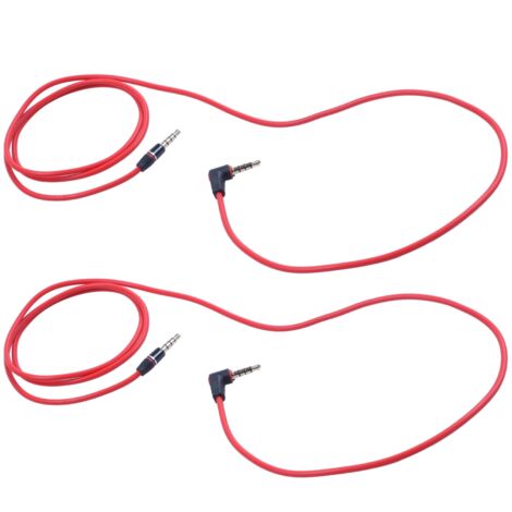 2pcs 3.5mm 1/8 Inch Male To 4 Pole Car Audio Cable Recording Headphone Red