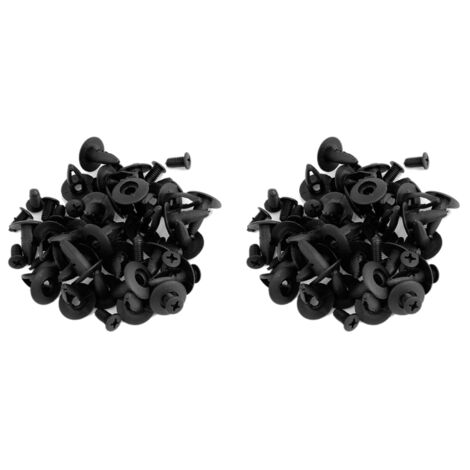 60Pcs Black Plastic Push Rivets Fastener Hole Diameter 6mm