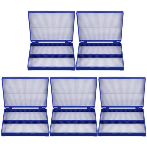 5X Royal Blue Plastic Rectangle 100 Microslide Slide Microscope Box