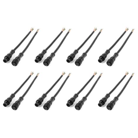 8X 8 Pin M/F Waterproof Socket Connector - Black