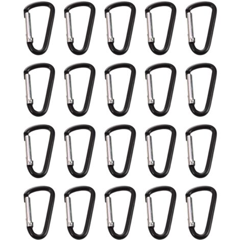 20 Pcs Black D Shape Aluminum Alloy Clip Fastener Keychain Hook Hasp