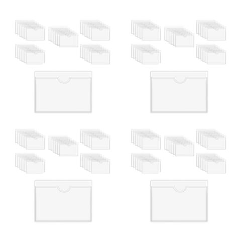 240 Pieces Self-Adhesive Label Holders Clear Card Pockets Library Card ...