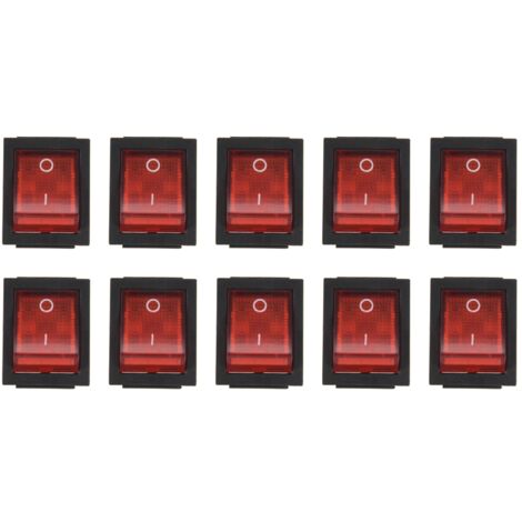10X Red Light 4 Pin DPST On/Off Rocker Switch 15A/250V 20A/125V AC 28X22mm