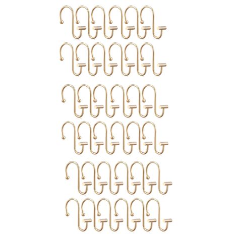 36X Shower Curtain Hook Rings, Decorative Brass Shower Curtain Rings ...