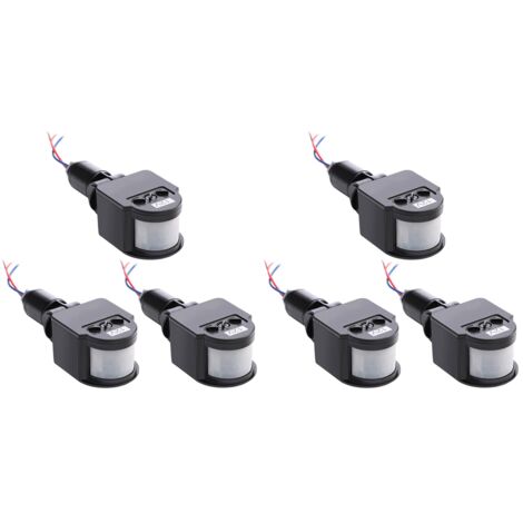 6 Motion Sensors Black Detector Light Switch Outdoor PIR DC 12V Sensor