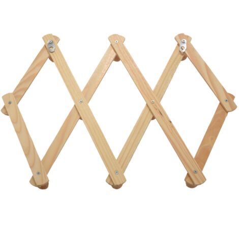 Accordion Wall Mounted Rack for 10 Hooks, 2 Pack Natural Wood Racks ...