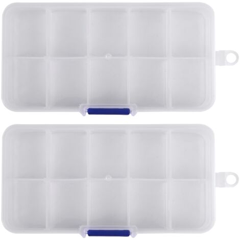 2X Plastic Storage Box for Small Items and Accessories 10 Adjustable ...