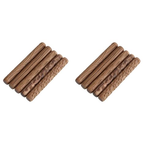 10Pcs Pottery Tools Set Wooden Hand Rollers for Clay Stamp Pattern ...