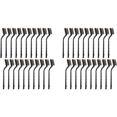 40 Pieces Mini Stainless Steel Handle Bristle Brush Set (Silver)