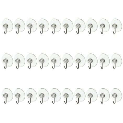 Suction Cup Window Hooks Clear Hook 32mm (Pack of 30)