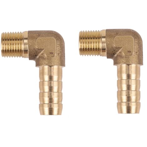 2X 8mm Hose x 3/8 Inch Male Thread 90 Degree Brass Elbow Barb Coupler ...