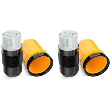 2X 50A RV Power Cord Twist Lock Plug with Trunk Cover, 125/250V Dock ...