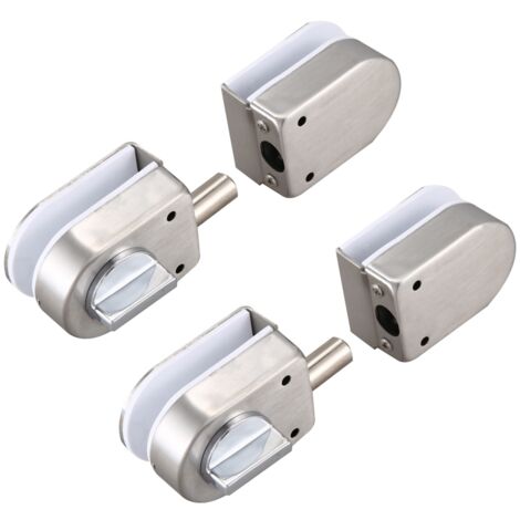 2X Stainless Steel Glass Door Lock / Bolt, 138A, No Drilling, Glass Frame