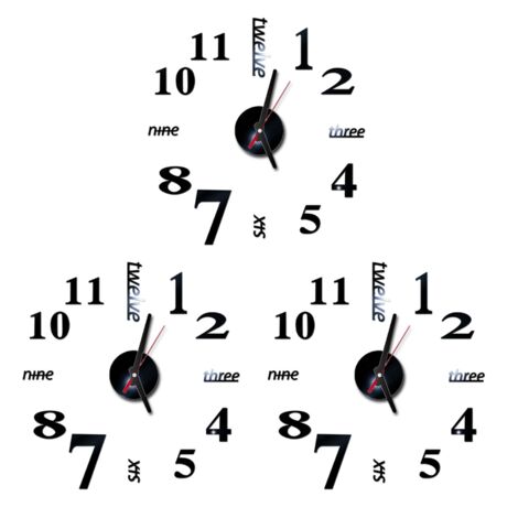 3X 3D DIY Wall Clock Modern Design Large Acrylic Clocks Home Sticker ...