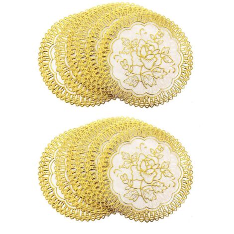 12 Exquisite Gold Dining Table Coasters Set