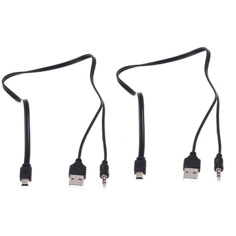 2X 3.5mm Aux USB2.0 Male Mini 5 Pin USB Portable Speaker Audio Cable