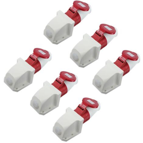6X 16 Amp 5 Pin Plug & Socket Weatherproof IP44 3 Phase 380-415V 3P + N ...
