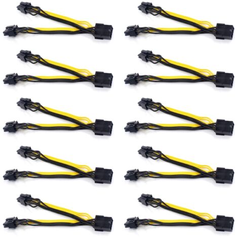 10X EPS CPU 8Pin to 2 Port PCIe Dual PCI-E 6+2Pin Y Splitter Miner GPU ...