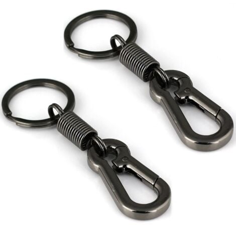 2X Heavy Duty Spring Loaded Carabiner Keychains Business Size, Black
