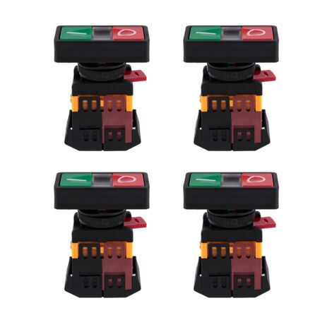 4X AC 220V Yellow Light ON-OFF START STOP Momentary Push Button Switch ...