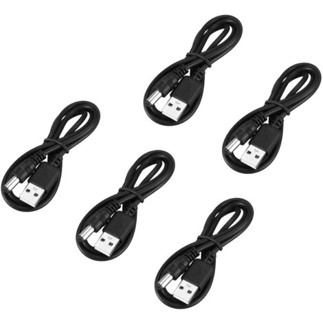 5X USB 5.5mm/2.1mm 5V DC Barrel Jack Power Cable(Black,75cm)