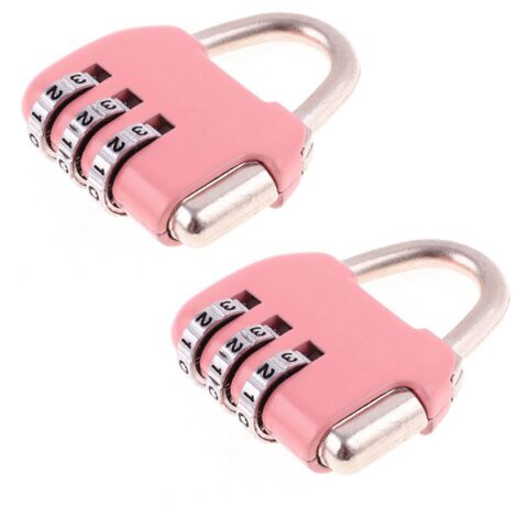 2X 3 Digit Lockable Combination Luggage Box Pink