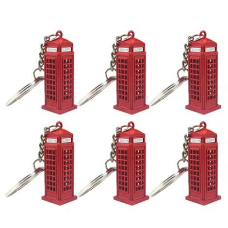 6X Vintage British Telephone Booth Miniature London Car Keyring Diecast ...