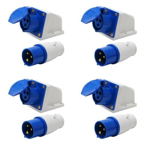 4X 3 Pin 16A Waterproof Integrated Connection Socket