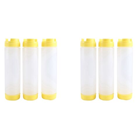6X 16Oz Inverted Plastic Squeeze Bottles, Refillable Tip Large Valve ...