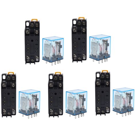5X 220/240V AC Coil DPDT Power Relay MY2NJ 8 Pins WITH Socket Base