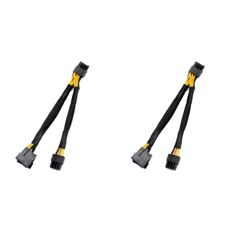 2X Dual 4 Pin IDE Molex to GPU 8 (6+2) PCI-E PCI Express Graphics Video ...