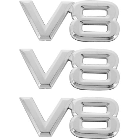 3X 7.5X3.5cm Auto Car V8 Stickers 3D Chrome Badge Decal