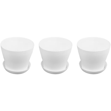 3X Plastic Plant Flower Pot Planter with Tray Saucer Home Garden ...
